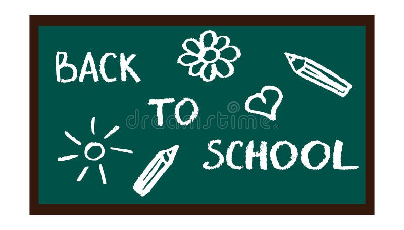 Back To School Text on Chalkboard with Chalk Patterns. Vector ...