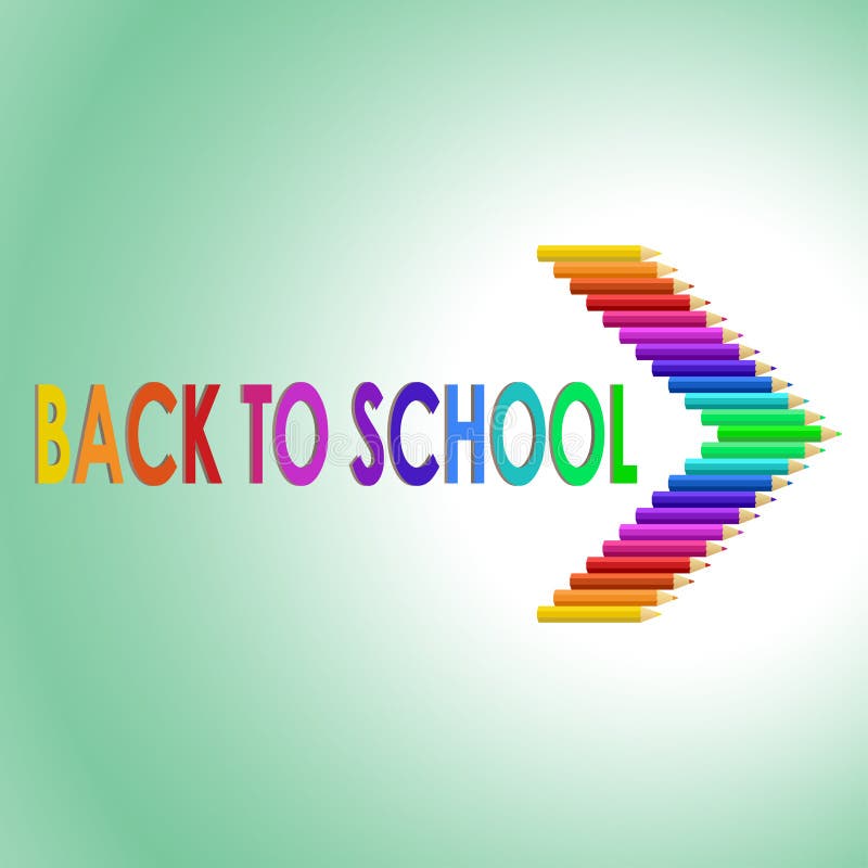 Back To School Text with Colored Pencils Stock Vector - Illustration of ...