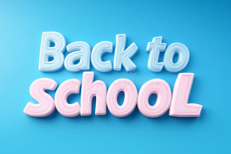 Back To School Text Design in Pastel Colors on Blue Background Stock ...