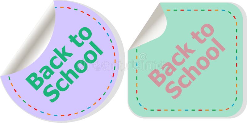 Back To School Text on Label Tag Stickers Set Isolated on White ...