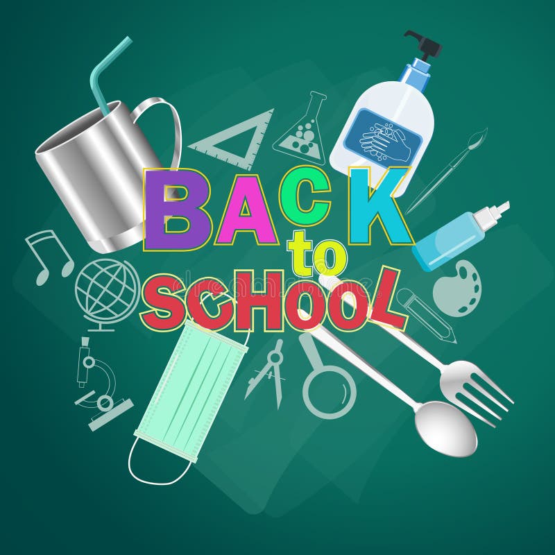 Back To School, Children Wear a Medical Face Mask Stock Vector ...