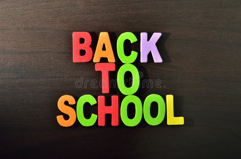 Back To School Text with Shadow on Wooden Background Stock Photo ...