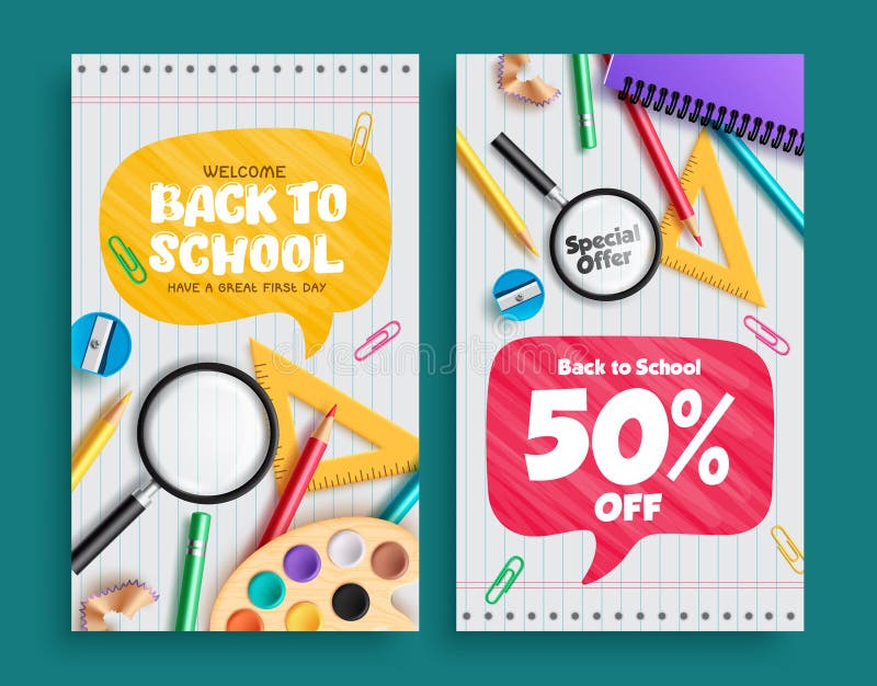 Back To School Text Vector Poster Set Design. Back To School Welcome ...