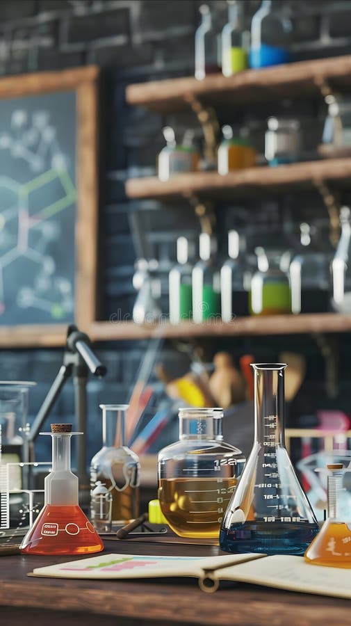 Back-to-school Theme Highlighting a Science Lab with Experiments and ...