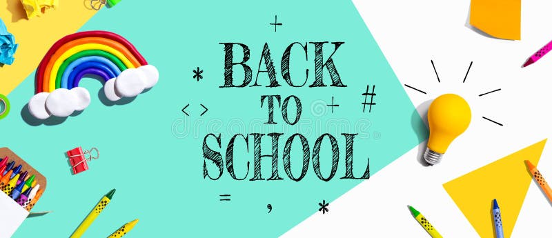 Back To School Theme with School Supplies - Flat Lay Stock Image ...