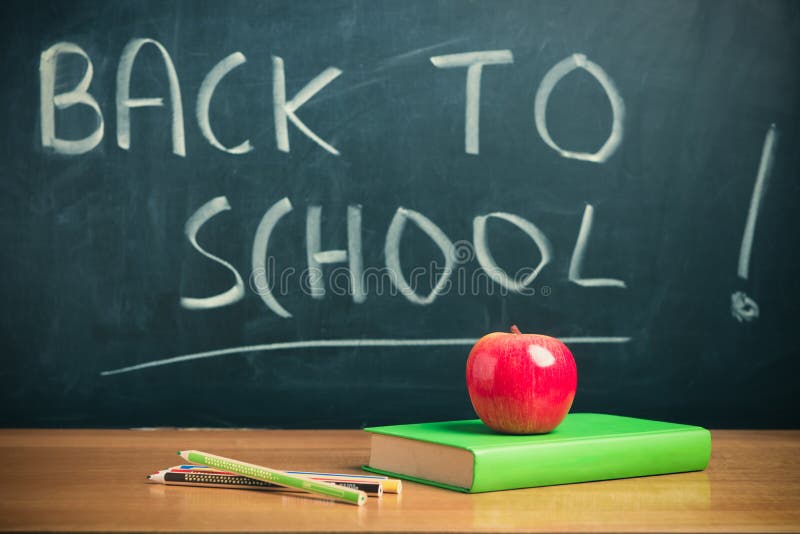 Back To School Theme Using School Supplies and Blackboard Stock Photo ...
