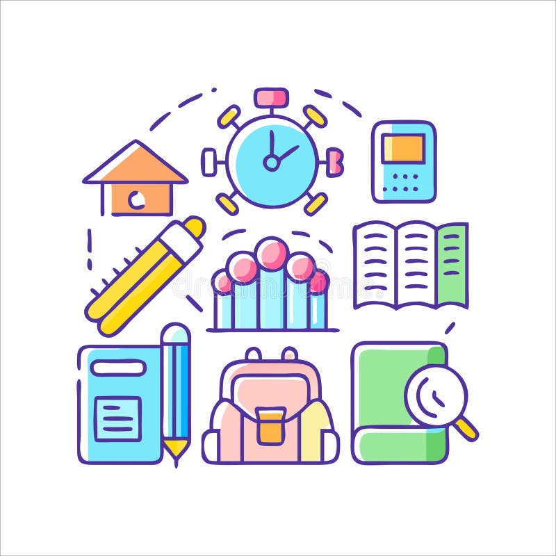 Back To School Theme Vector Icon Set Stock Vector - Illustration of ...