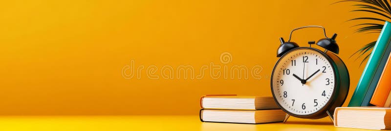 Back To School Time for Education with Books and an Alarm Clock a Stack ...