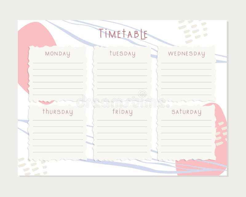 Back To School Timetable with Slice Watermelon. Classroom Timetable Boho Style. Plan Note ...