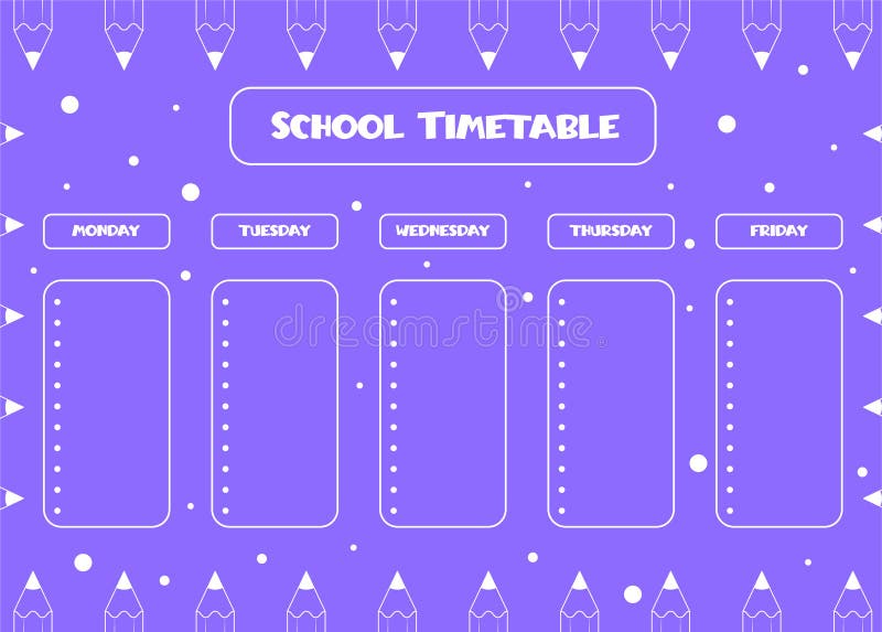 School Timetable Template for Kids with Days of the Week. Timetable ...