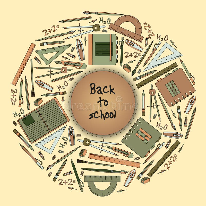 Back To School Title Texts with Items in a Circle for Poster Design ...