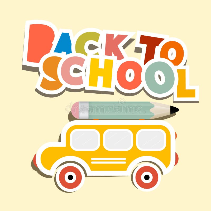 School Bus and English Word Back To School Stock Illustration ...