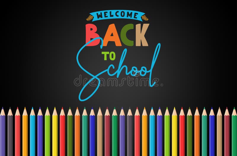 Back To School Typography with Color Pencils Design Stock Vector ...