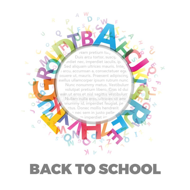 Back To School. Vector Abstract Colour Alphabet, with Round Frame Stock ...
