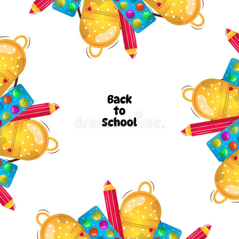 Back To School Vector Cartoon Frame Stock Illustration - Illustration ...
