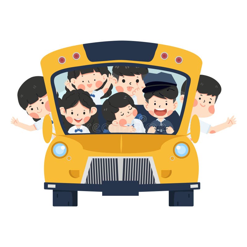 Back To School Vector Design School Bus with Kids Student Stock Vector ...