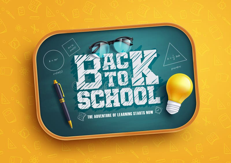 Back To School Vector Design. Back To School Text in Chalkboard Element ...