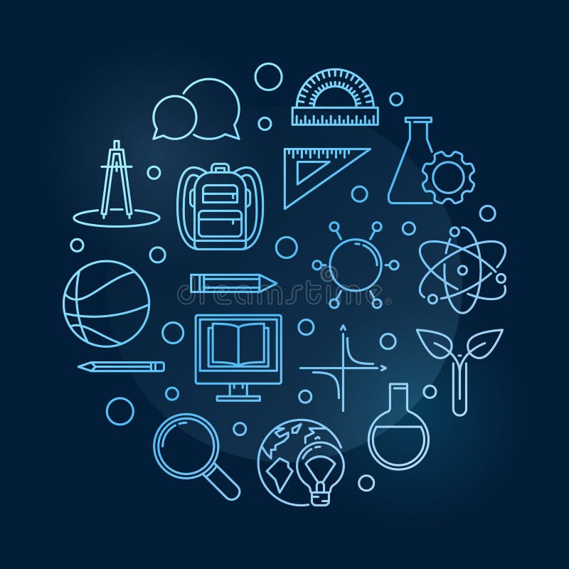 Education and School Vector Concept Vertical Blue Linear Frame Stock ...