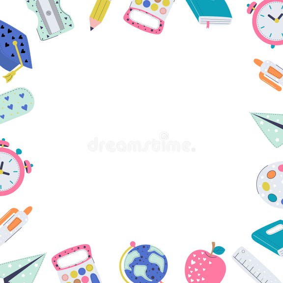 Back To School Vector Frame Stock Vector - Illustration of teacher, white: 382699234