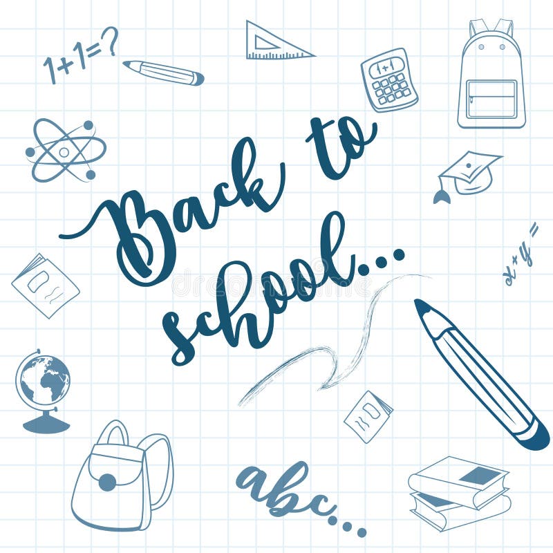 Back To School Vector Illustration Card with Outline Elements for ...