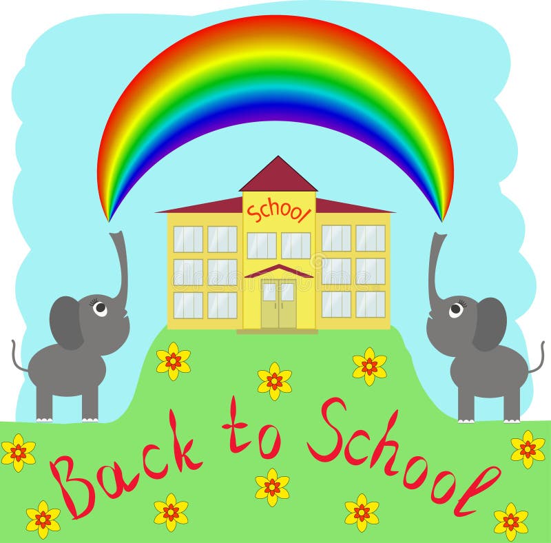 Cartoon School Rainbow Building Stock Illustrations – 78 Cartoon School ...