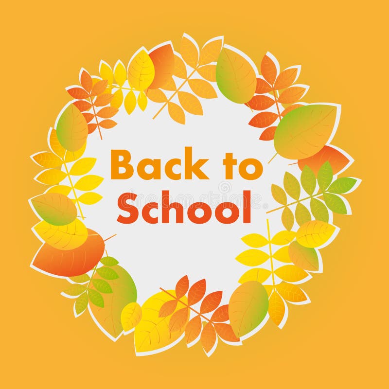 Back To School Vector Illustration with Leaves and Text Stock Vector ...