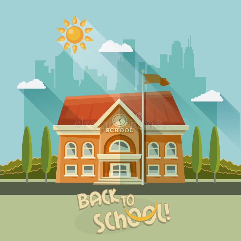 Back To School Vector Illustration. School Building Stock Vector ...