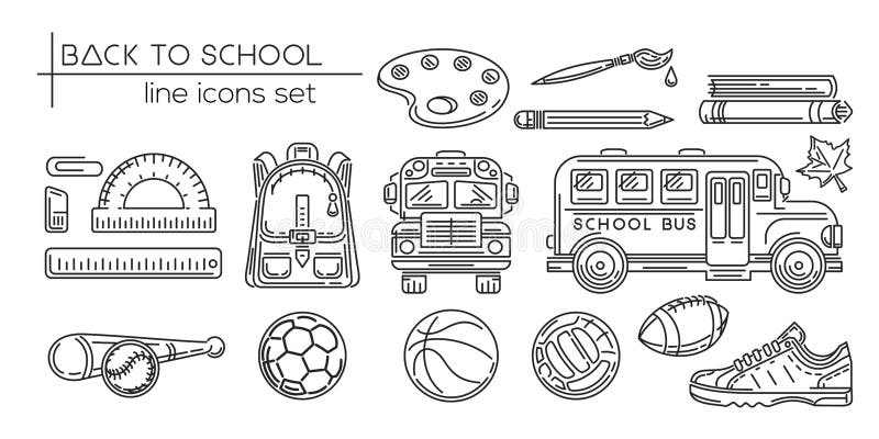Back To School Vector Line Icon Set Stock Vector - Illustration of ...