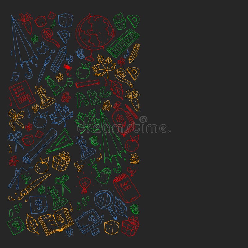 Back To School Vector Pattern. Education Icons for Children. Stock ...