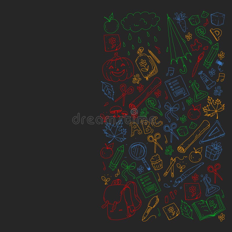 Back To School Vector Pattern. Education Icons for Children. Stock ...