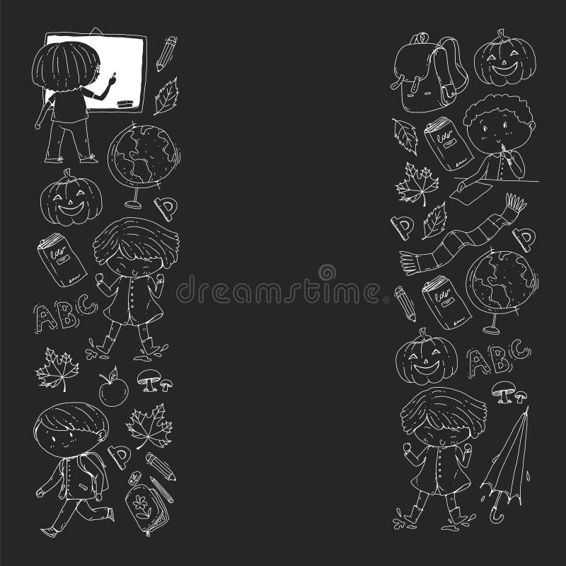 Back To School Vector Pattern. Education Icons for Children. Stock ...