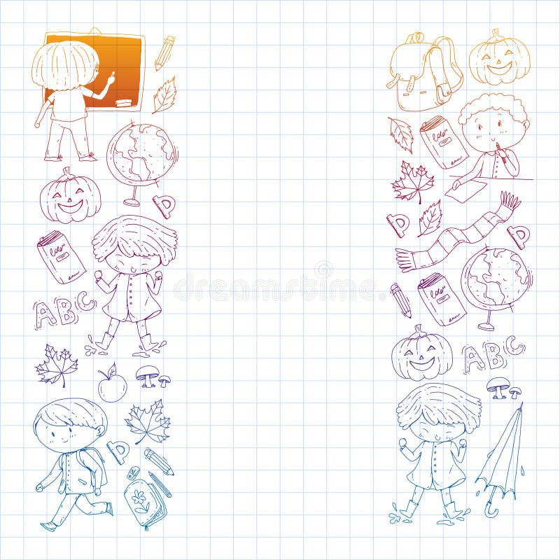 Back To School Vector Pattern. Education Icons for Children. Stock ...