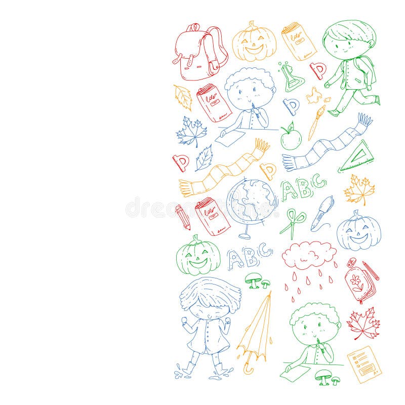 Back To School Vector Pattern. Education Icons for Children. Stock ...