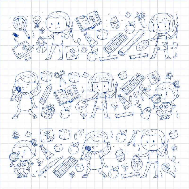 Back To School Vector Pattern. Education Icons for Children. Stock ...