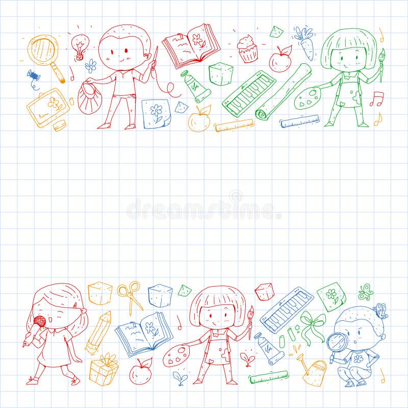 Back To School Vector Pattern. Education Icons for Children. Stock ...