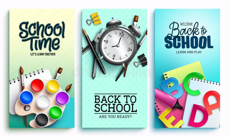 Back To School Vector Poster Set Design. Back To School Text with ...