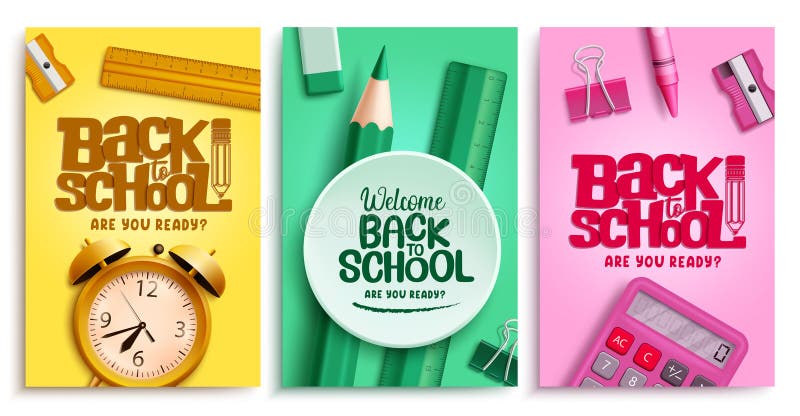 Back To School Vector Poster Set Design. School Back Text in Empty ...