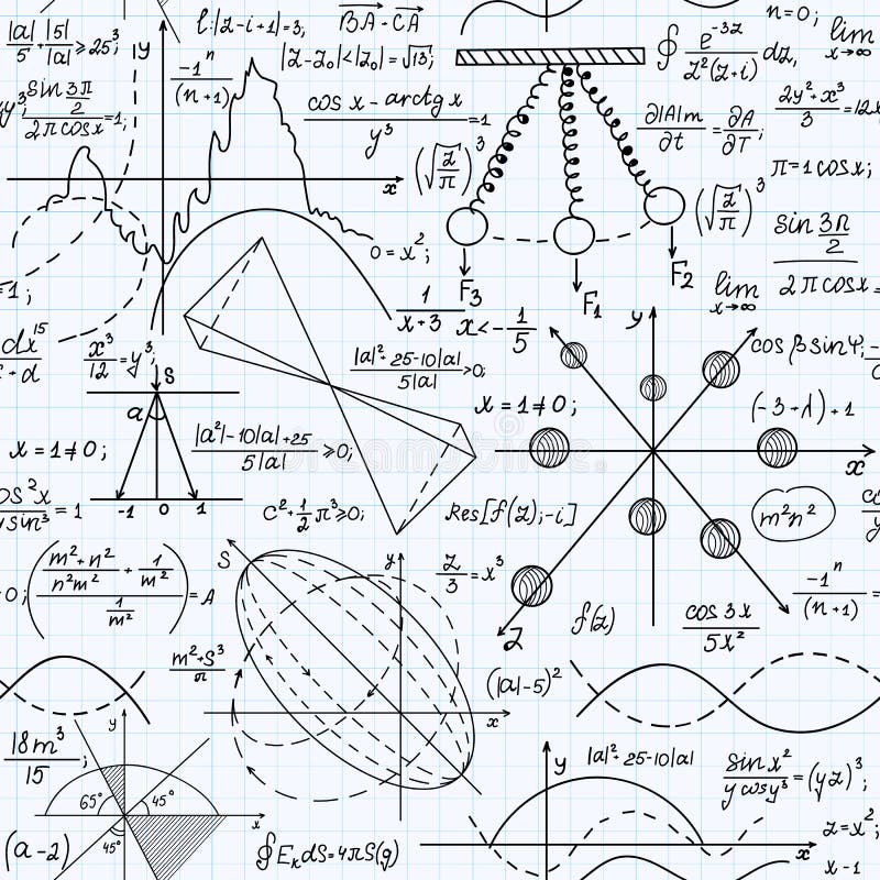 `Back To School` Vector Seamless Pattern with Handwritten Math Formulas ...