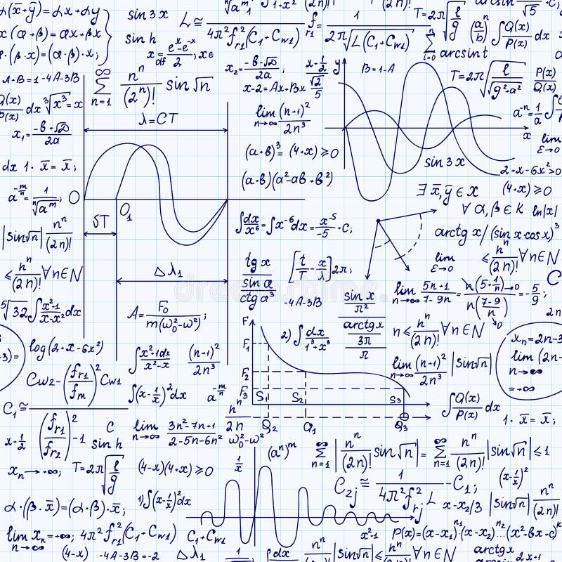 Back To School Vector Seamless Pattern With Handwritten Math And