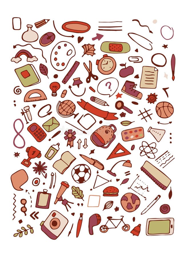 Back To School Vector Set of Bright Elements. Educational Clipart ...