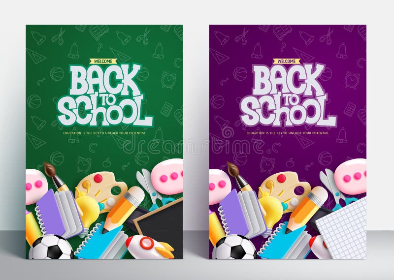 Back To School Vector Set Design. Back To School Greeting Text with ...