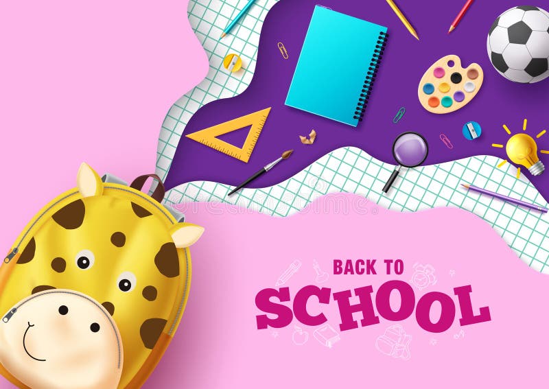 Back To School Vector Template Design. Back To School Text with Cute ...