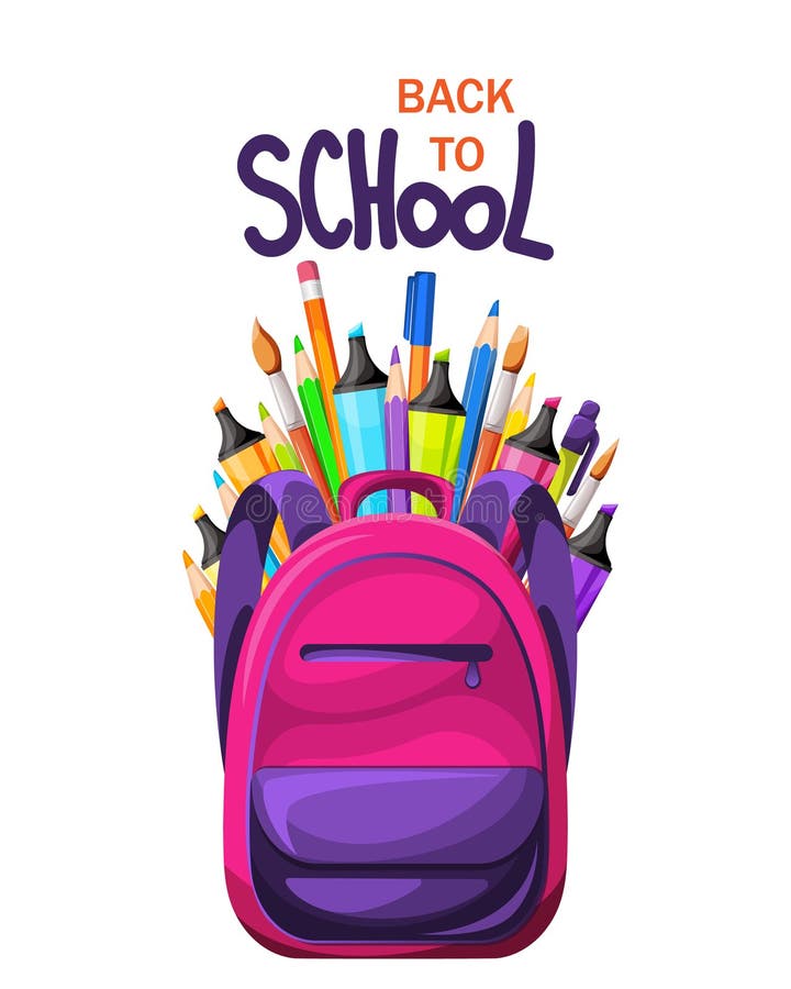Back To School.a Web Banner with a Backpack, School Supplies Stock ...