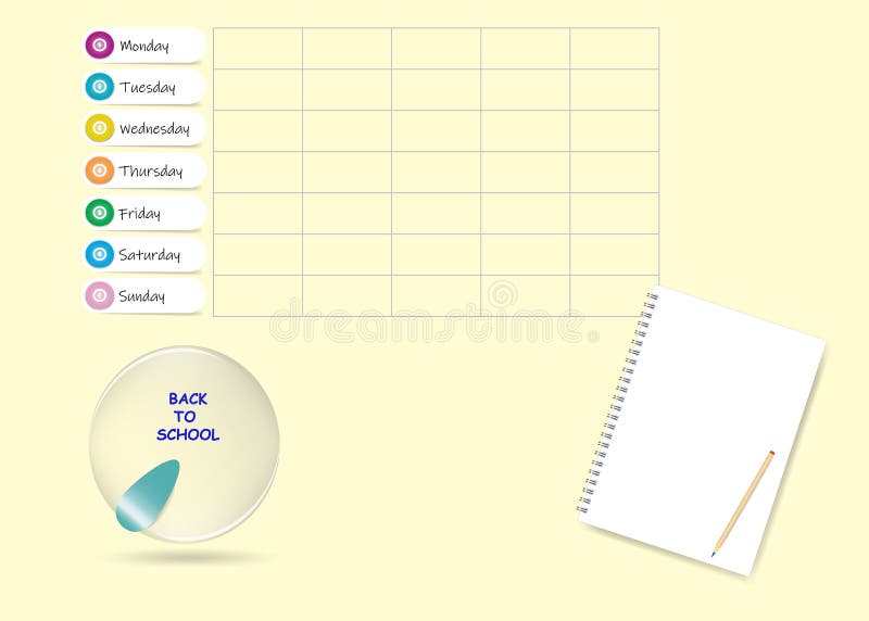 School weekly planner stock vector. Illustration of children - 120421865