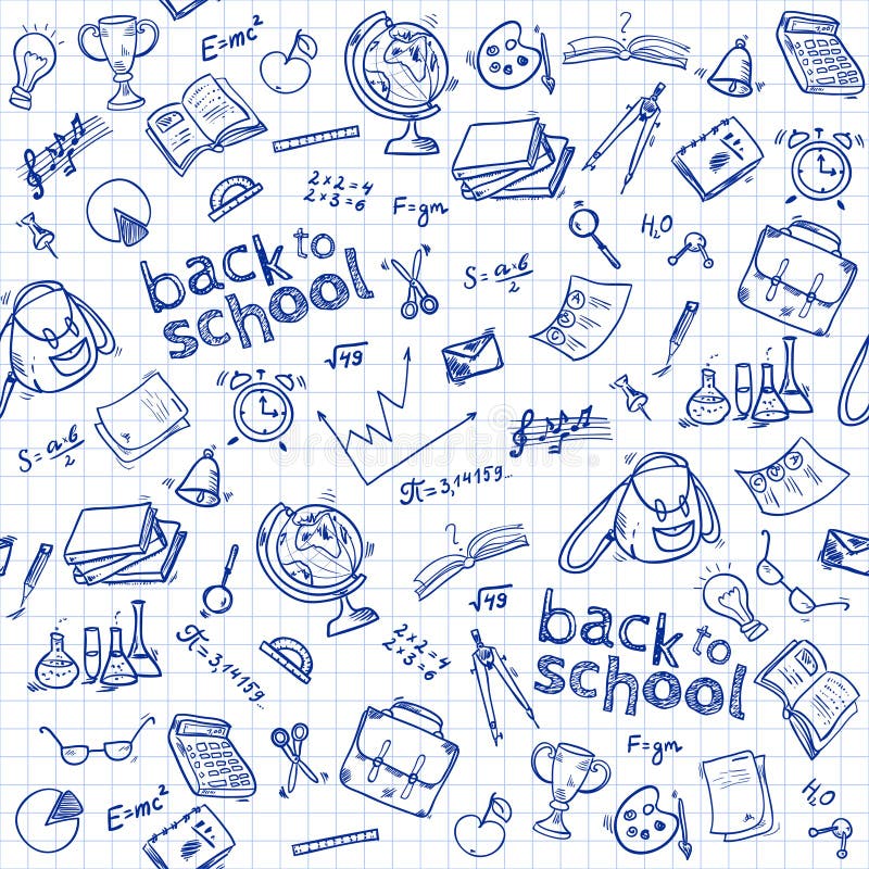 Back To School Seamless Pattern Stock Illustration - Illustration of ...