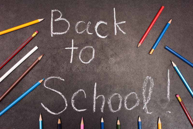 Back to school written stock image. Image of blackboard - 13444289