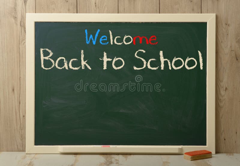 Back To School Written on Green Blackboard Stock Image - Image of ...