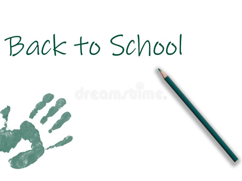 Back To School Written with Pencil and Paint Hand Print Stock Image ...