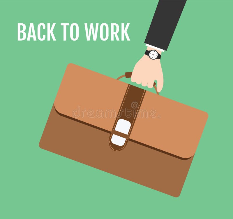 Back to work stock vector. Illustration of brown, case - 59060170