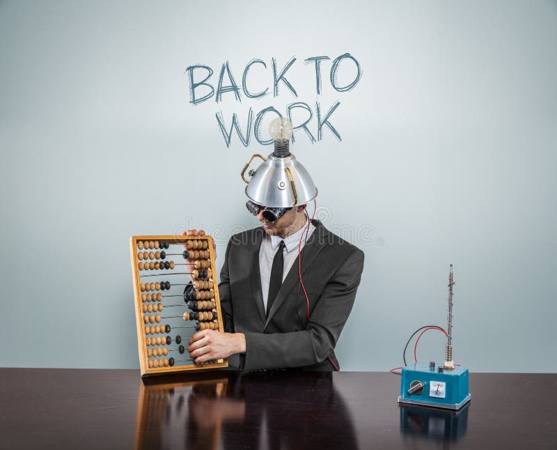 Back To Work Text on Blackboard with Businessman Stock Photo - Image of ...